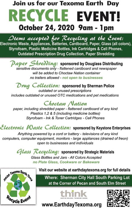 Texoma Earth Day RECYCLE event next Saturday - Red River Unitarian ...